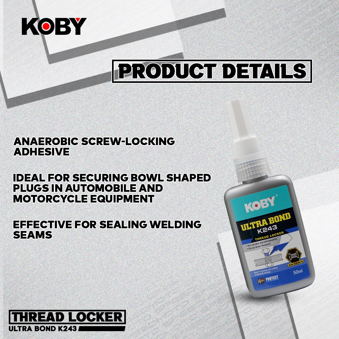 KOBY ULTRA BOND K243 THREAD LOCKER HIGH-STRENGTH SCREW LOCK ADHESIVE ...