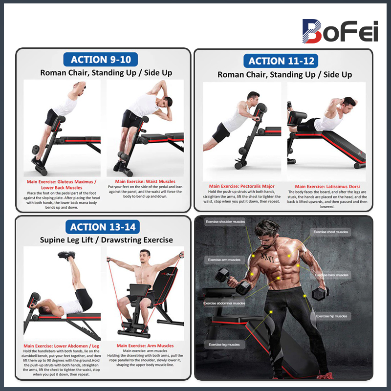 Adjustable Dumbbell Bench 4 IN 1 Sit-up Bench Press Chair Gym Bench ...