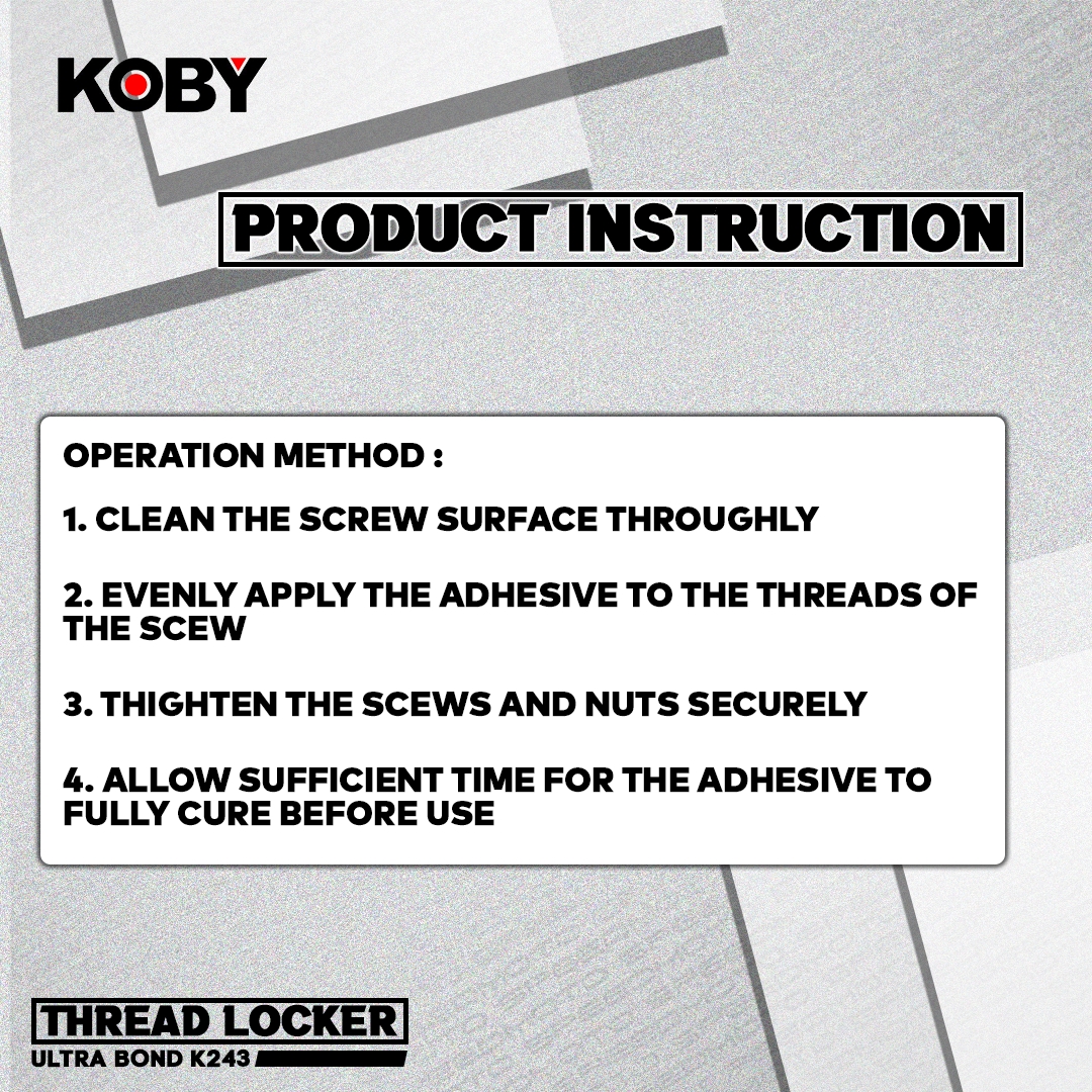 KOBY ULTRA BOND K243 THREAD LOCKER HIGH-STRENGTH SCREW LOCK ADHESIVE ...