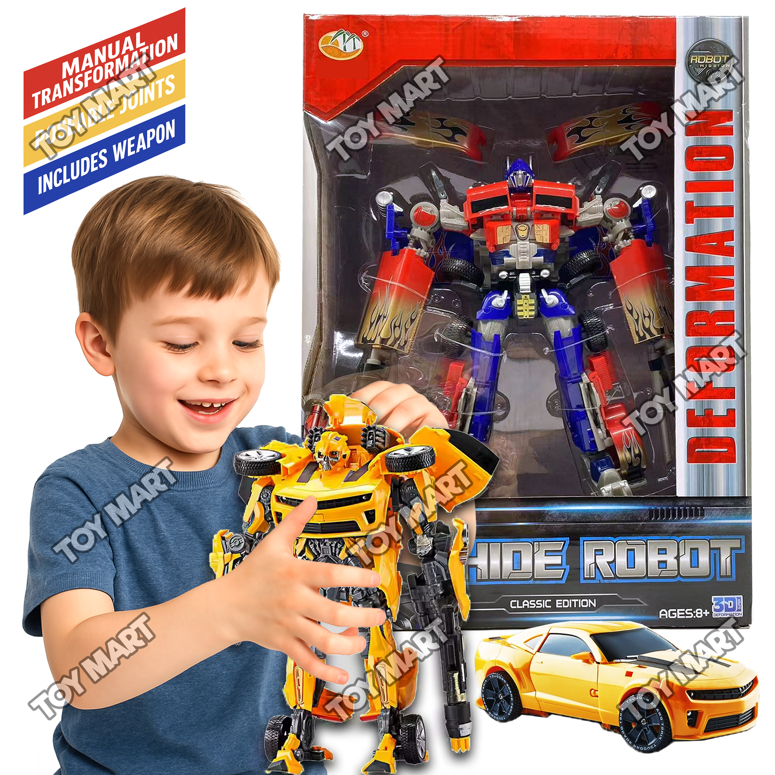Big Transformer Classic Deformation Robot Hero Action Figure Light ...