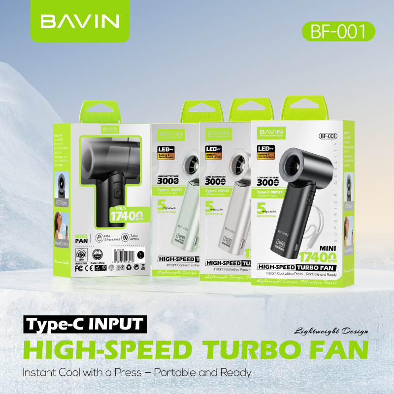 BAVIN BF001 Portable Mini Turbo Jet Fan w/ Up to 5 Gears Strong Wind ...