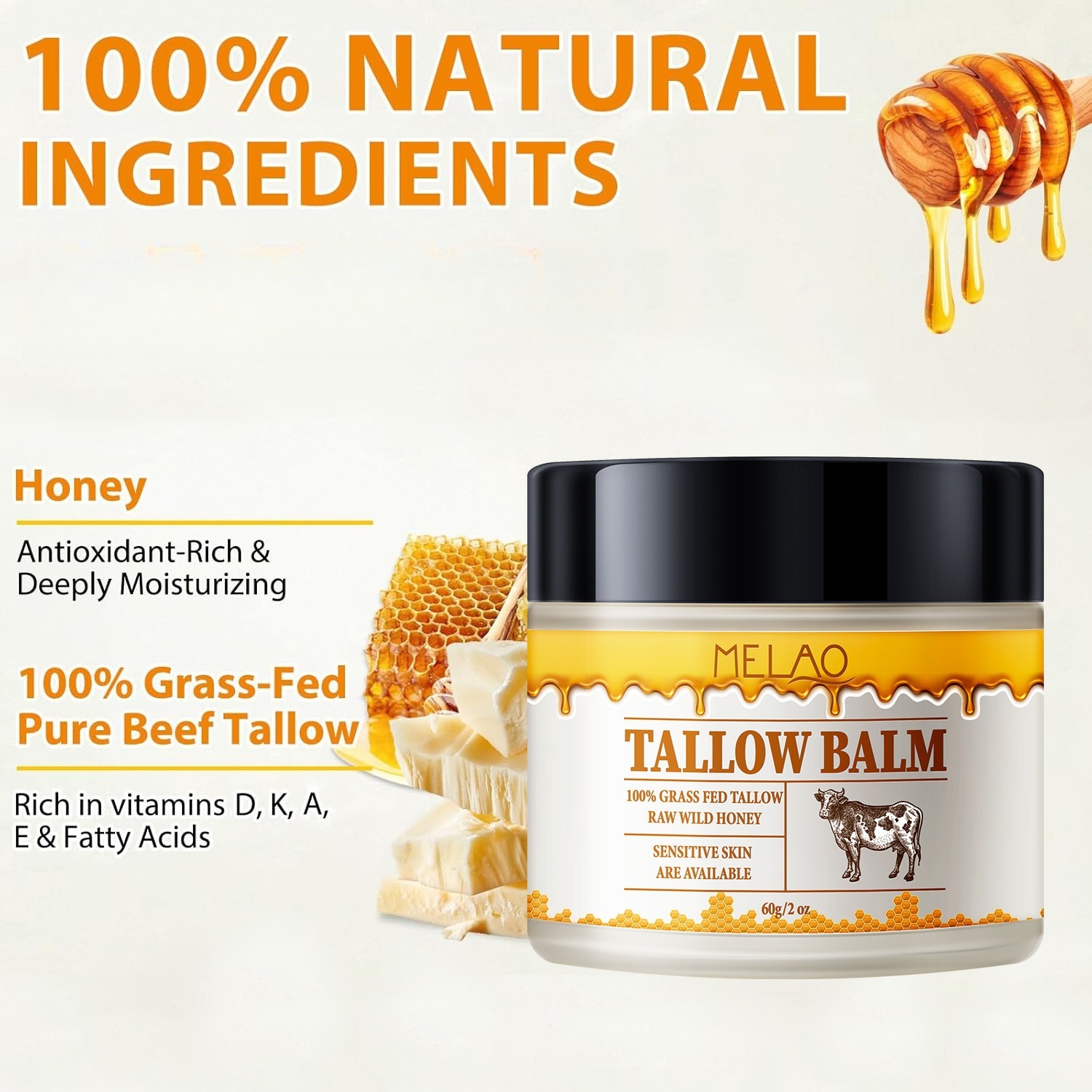 Beef Tallow Original Moisturizer Tallow Balm Soft Skin Texture Relief ...