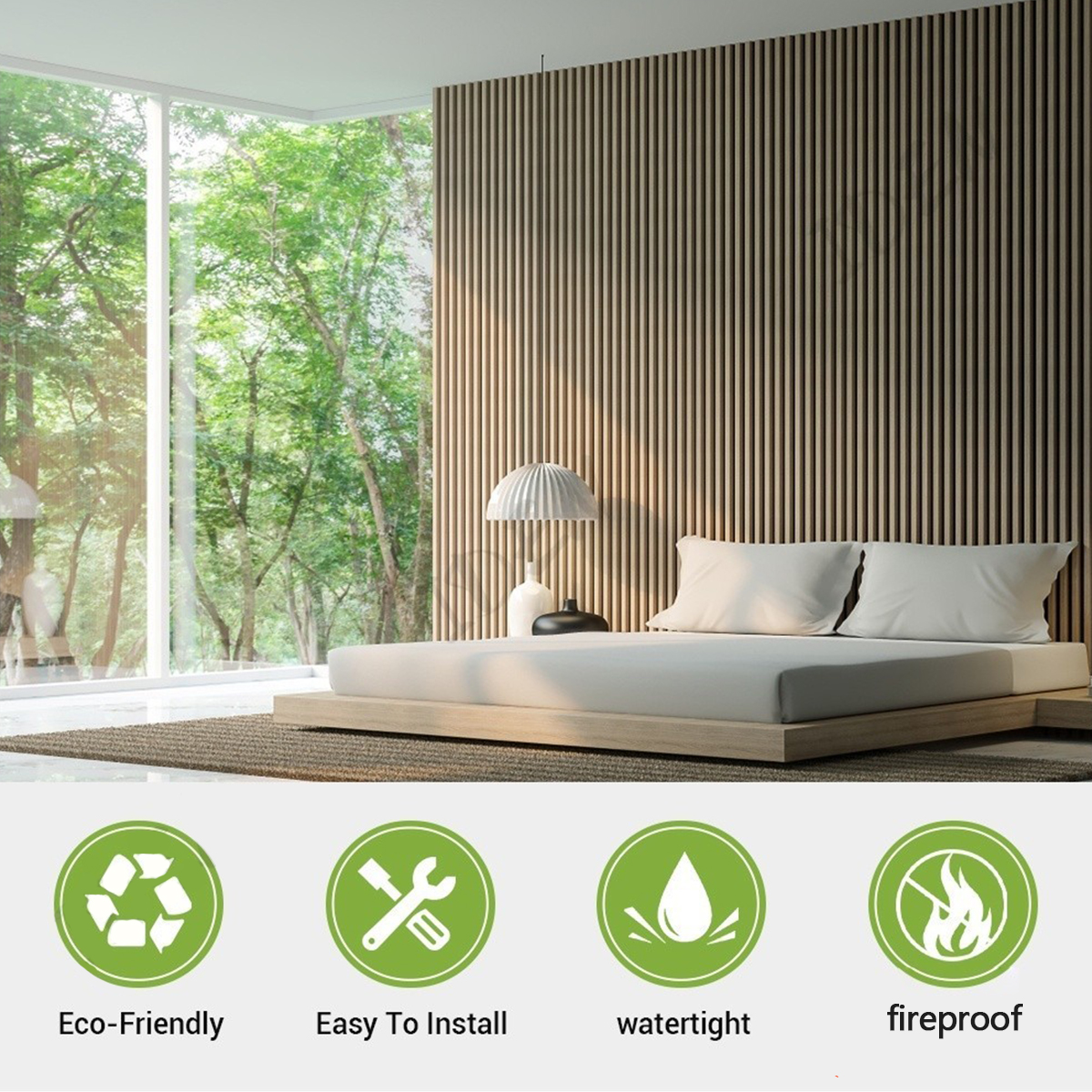 【Waterproof Fluted Wall Panel】 PVC Grille Design | Eco TV Background ...