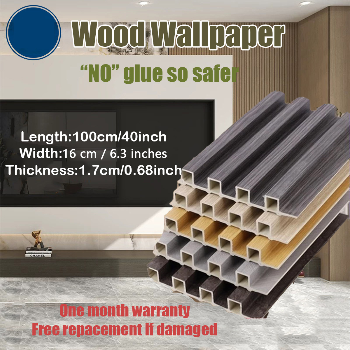 10PCS Solid Wood Panel PVC Board Wallpaper Fluted Wall Panel Sticker ...