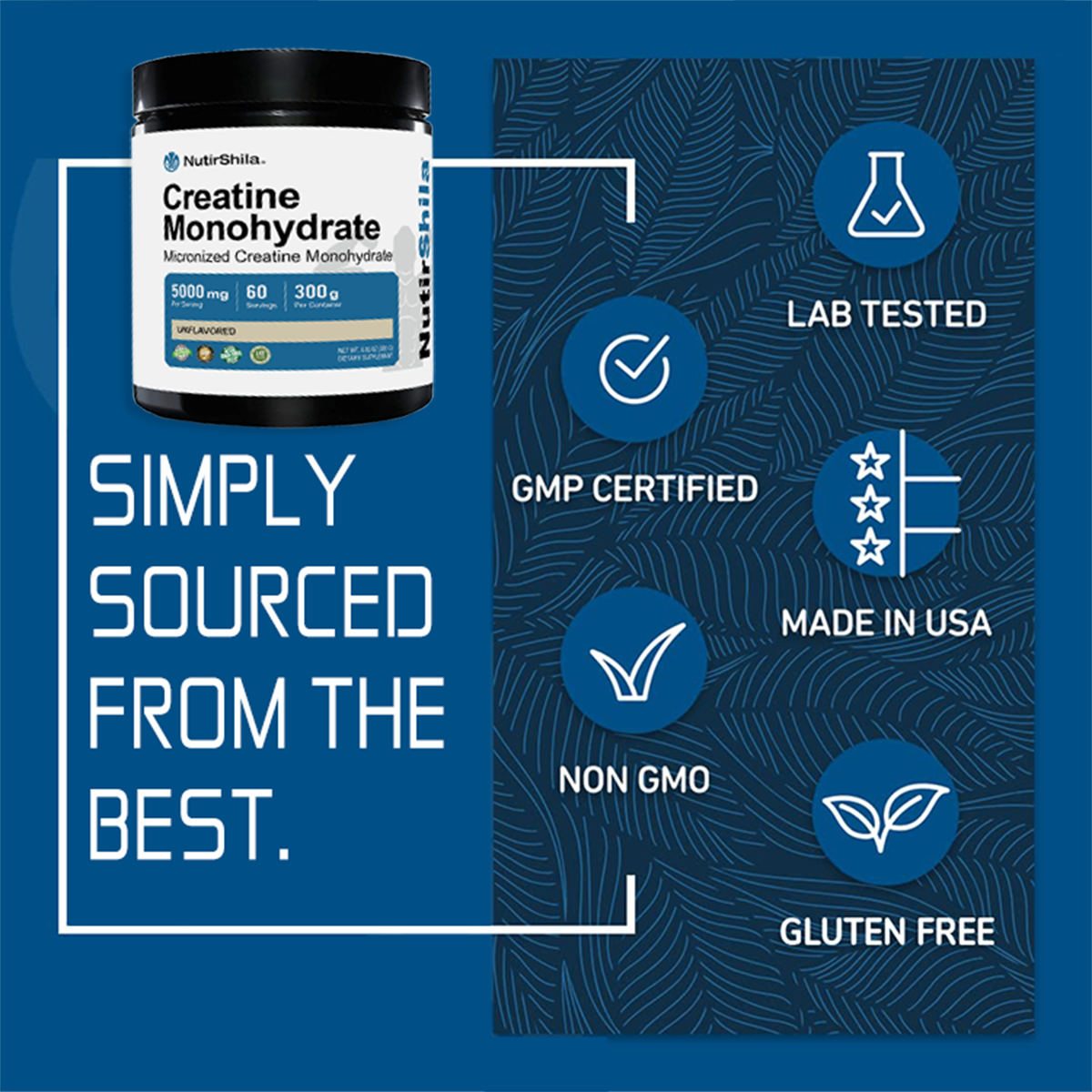 Creatine Monohydrate 100% Pure 300 Grams 60 Servings Micronized Powder ...