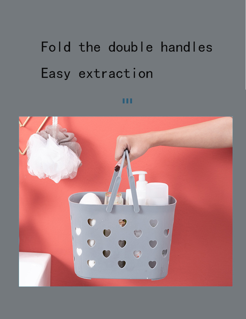 Portable Bath Basket Plastic Bathroom Storage Basket Handheld Shower ...