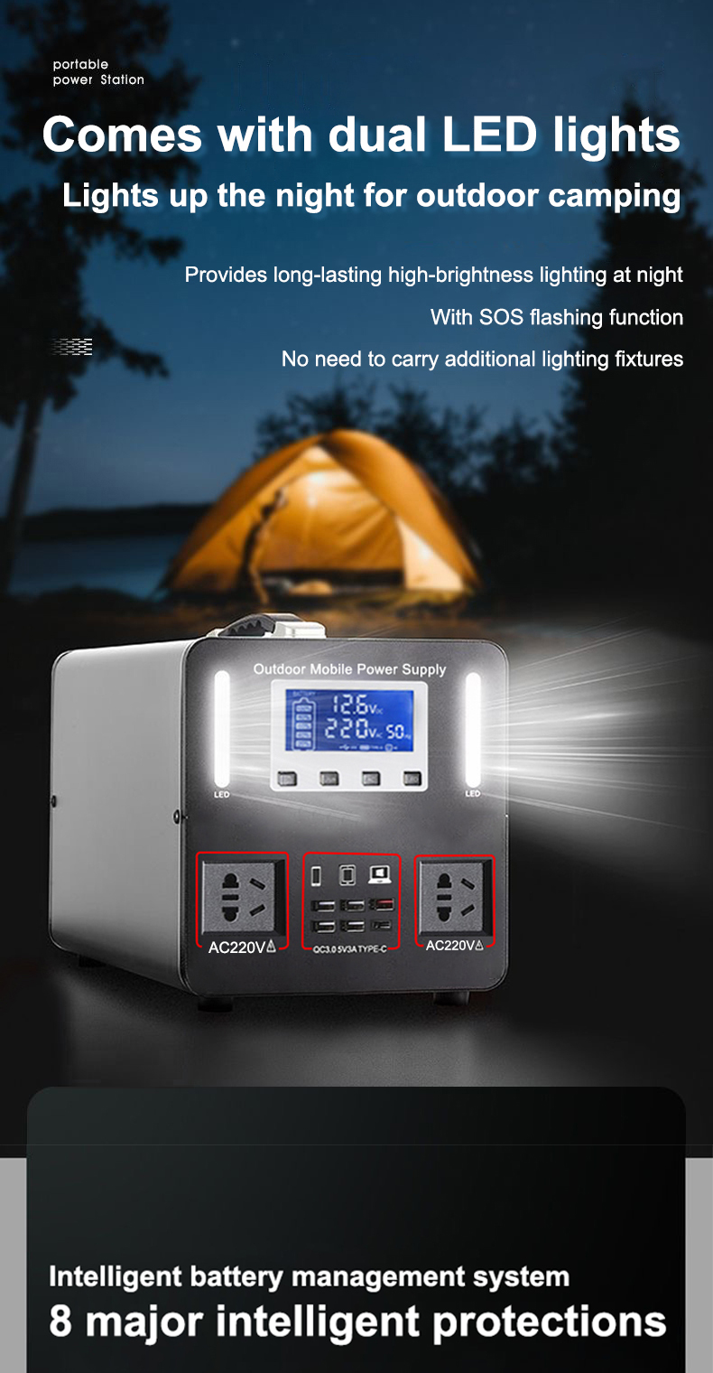 500W/288000MAH Big Capacity Power Station Multi-Funion PowerBank Portable Outdoor Solar ...