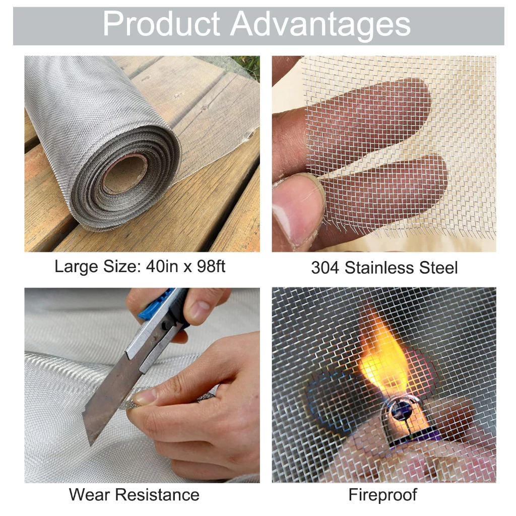 304 Stainless Steel Wire Mesh 20 Mesh 1x1 Meter – Blocks Mosquitoes ...