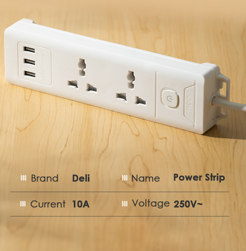 Deli 2/3/4 Groups Universal Hole Extension Cord Socket with 3 USB 2 ...