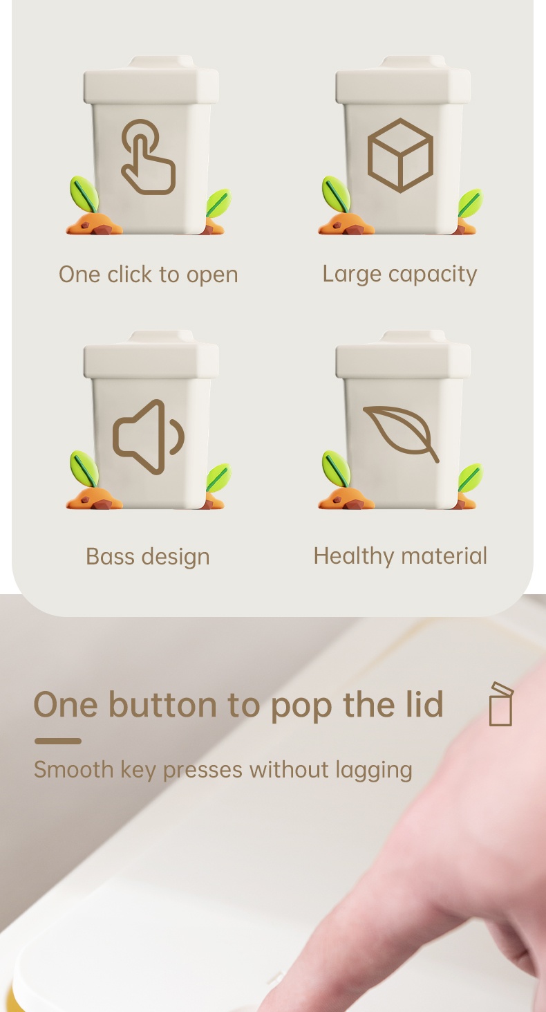 Deli Vusign 8L/10L Pop-Up Trash Can Dustbin Narrow Garbage Can Bathroom ...