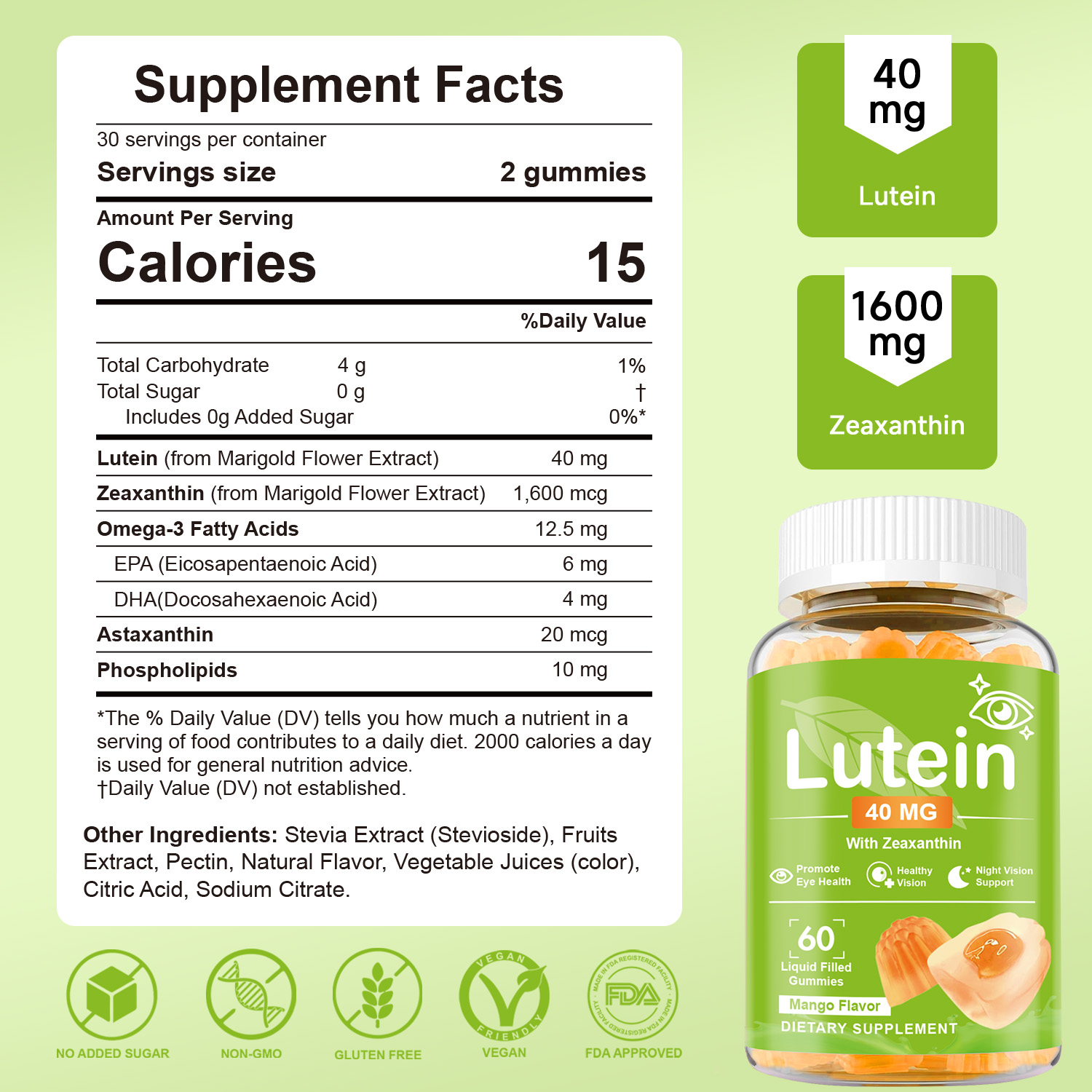 Omilay Lutein Eye Supplement Gummies for Adult Kids Eyesight Gummies ...
