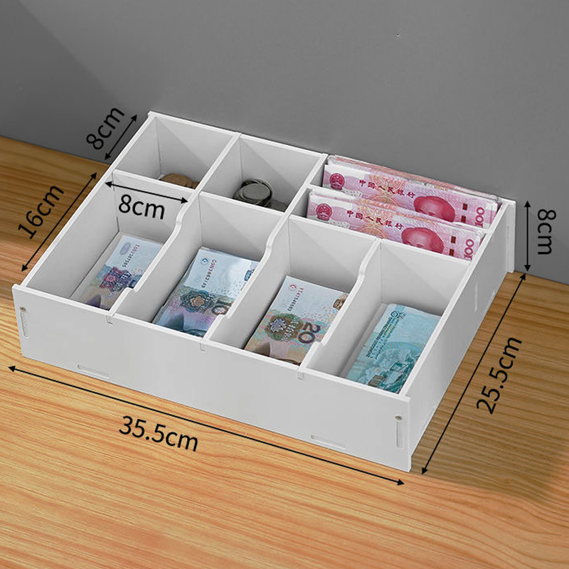 8 Grids Money Organizer Box Cashier Cash Box Financial Office Desktop ...
