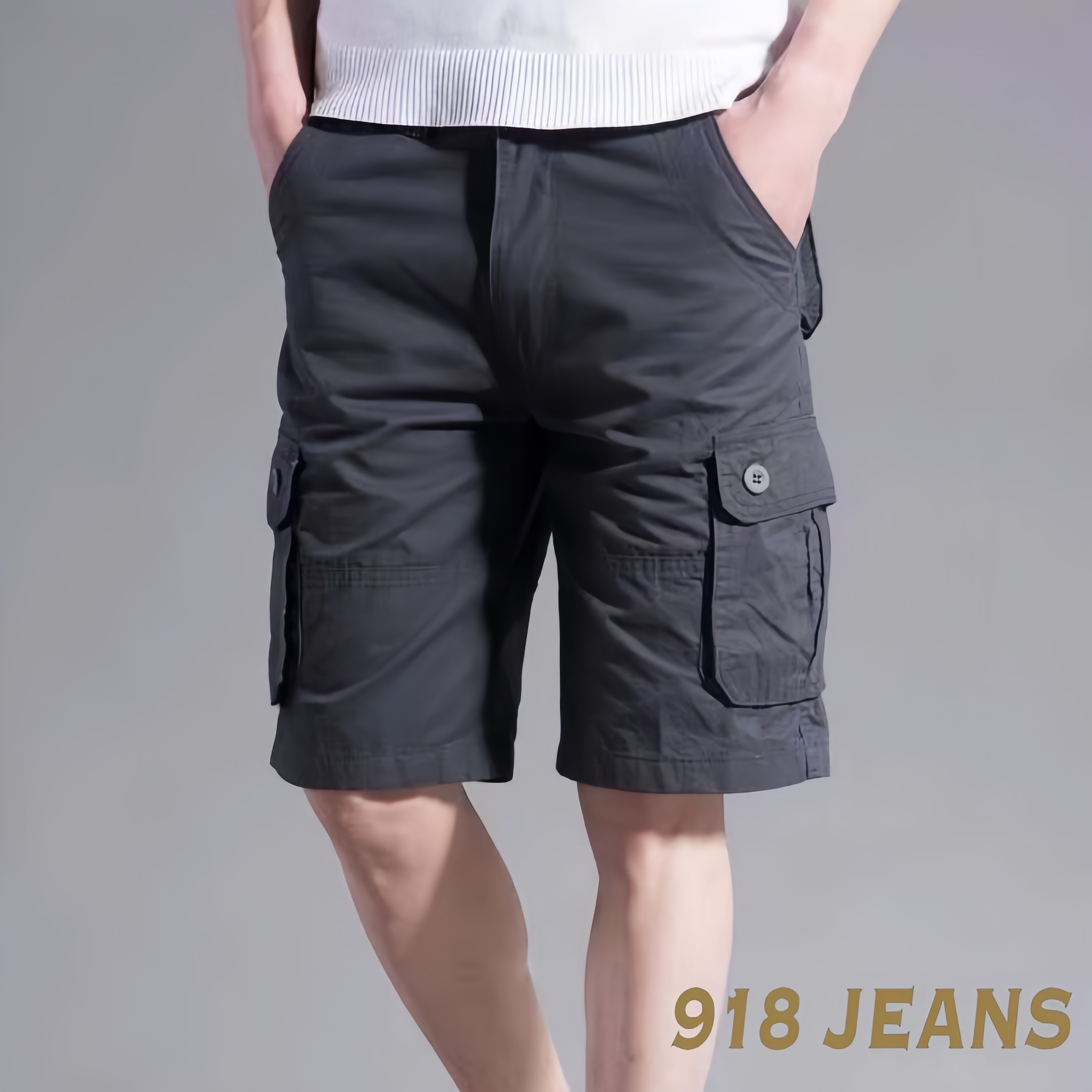 NEW Classic Plain Men's six pocket cargo short with belt holder ...