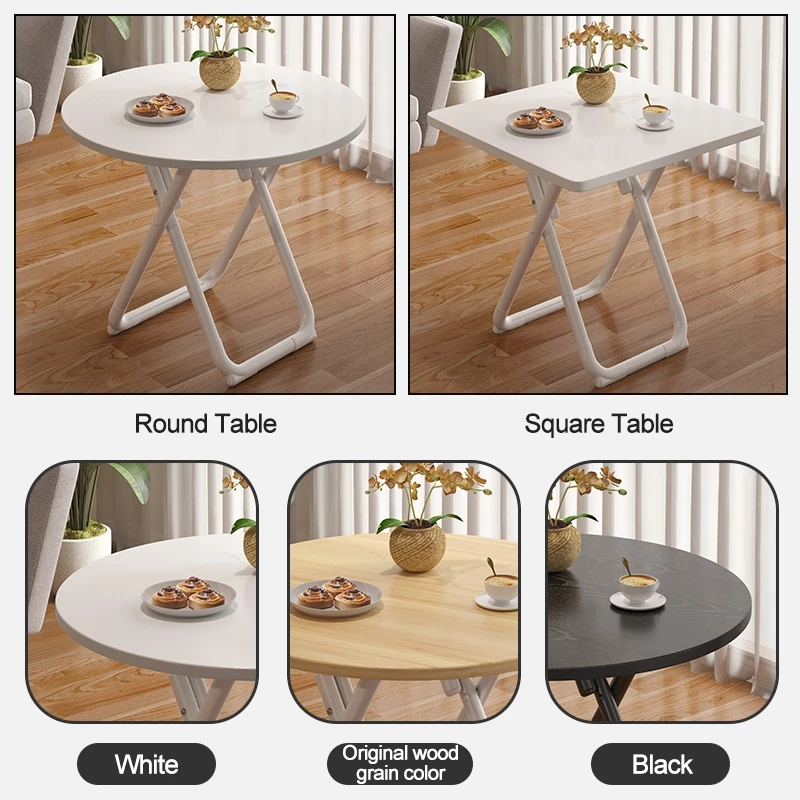 MC&HOME Folding Table White Simple Small Table 60cm Household Meal ...