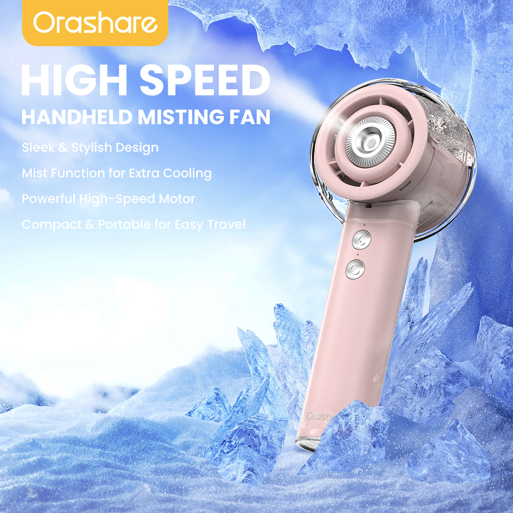 Orashare HFM01 High Speed Handheld Mist Fan 4000mAh Rechargeable 4 ...