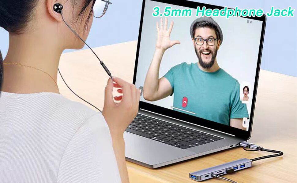 USB C Hub, POPCORN Aluminum 8 in 1 USB Splitter with 1 x USB 3.0, 3 x ...