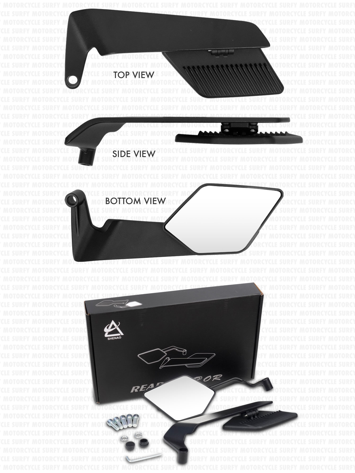 Rizoma Stealth Max Side Mirror Aerodynamic Design Foldable Mirror ...