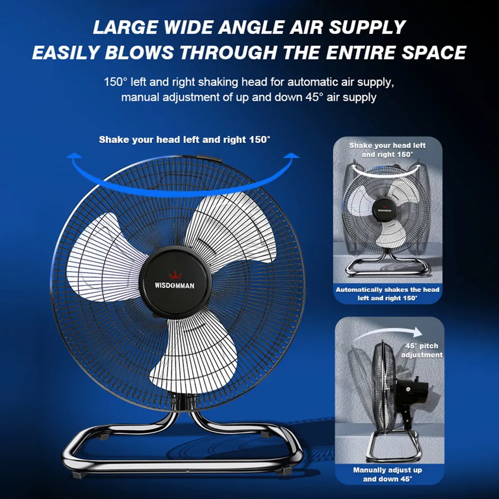 WISDOMMAN 12" FLOOR FAN Industrial Ground Fan Floor Desk Fan w ...