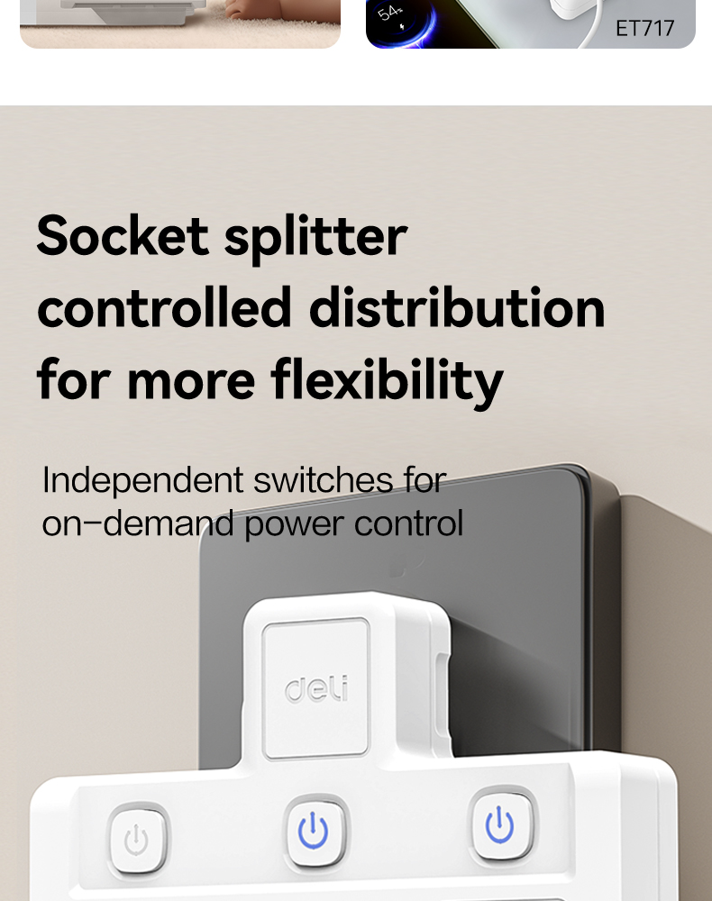 Deli Multifunctional Power Socket 20W USB-A/USB-C Expansion Socket With ...