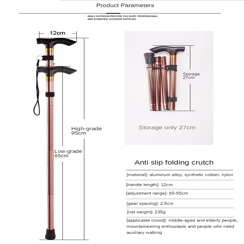 Foldable Cane Adjustable Telescopic Folding Cane T Handles Portable And ...