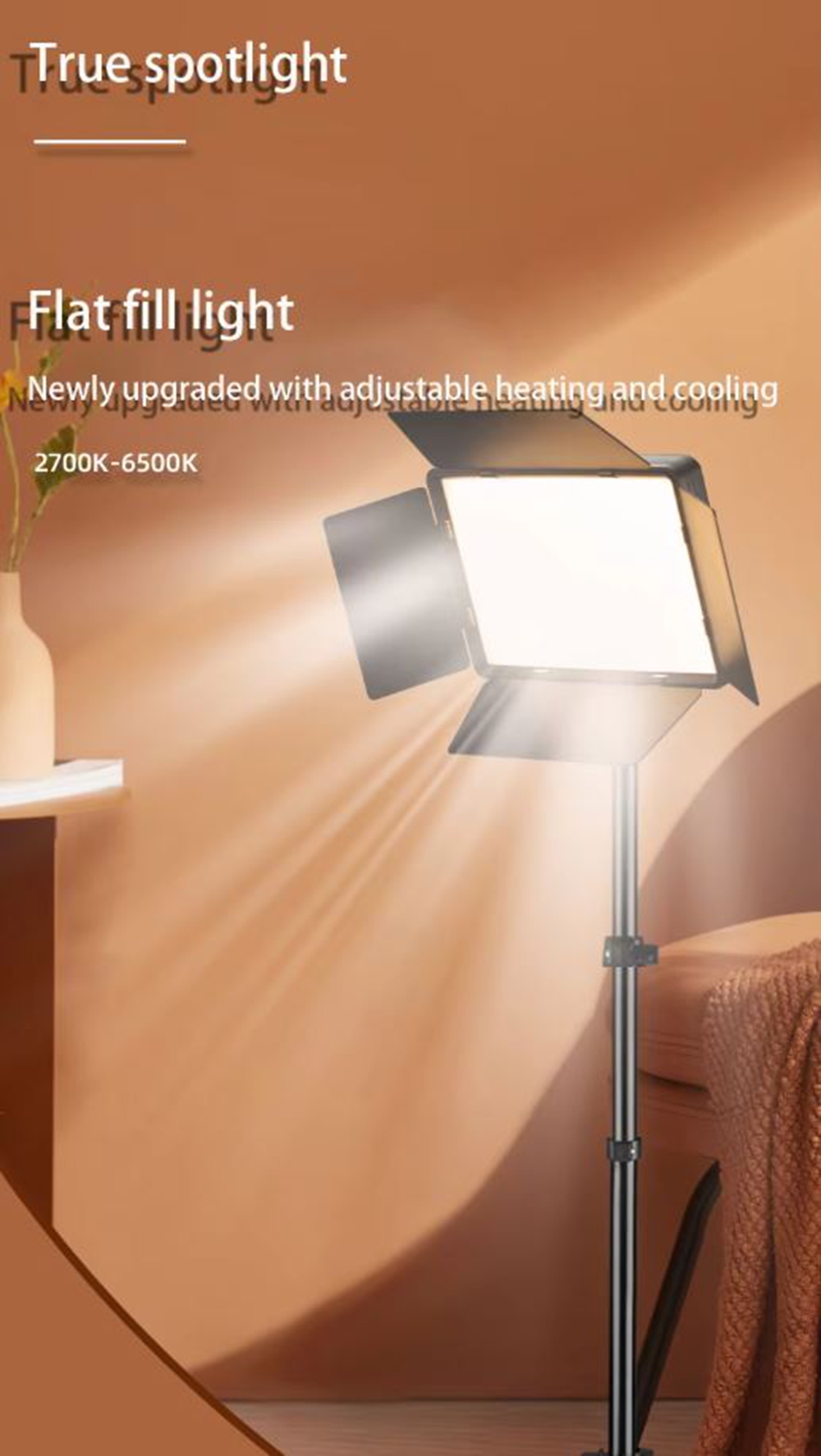 10/ 12 /17 Inch LED Video Baffle Light Panel with Tripod Stand & Remote ...