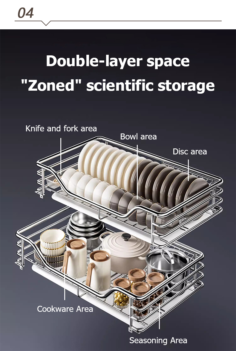 JOTO 304 Stainless Pull Out Dish Rack Pull Out Basket Tray full out ...