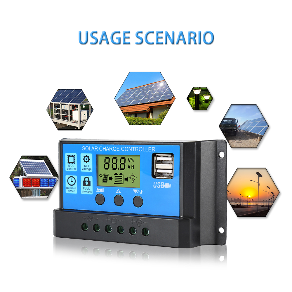 Luxy 30A Solar Charge Controller PWM 12/24V Solar Panel Battery ...