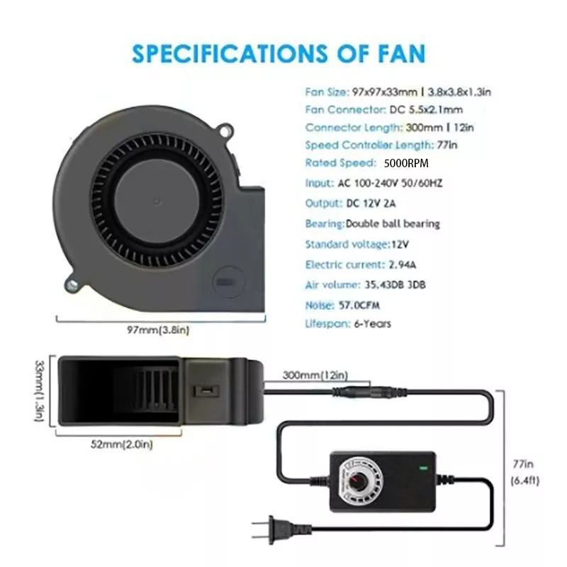 【New Upgrade】7000 RPM Electric Air Blower Fan For Kalan Cooking ...