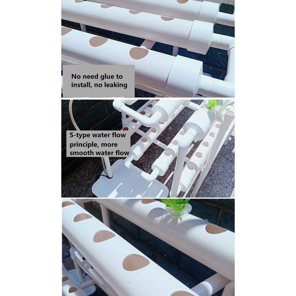 Hydroponics NFT System with 108 Holes Kits Vertical Hydroponic Growing ...