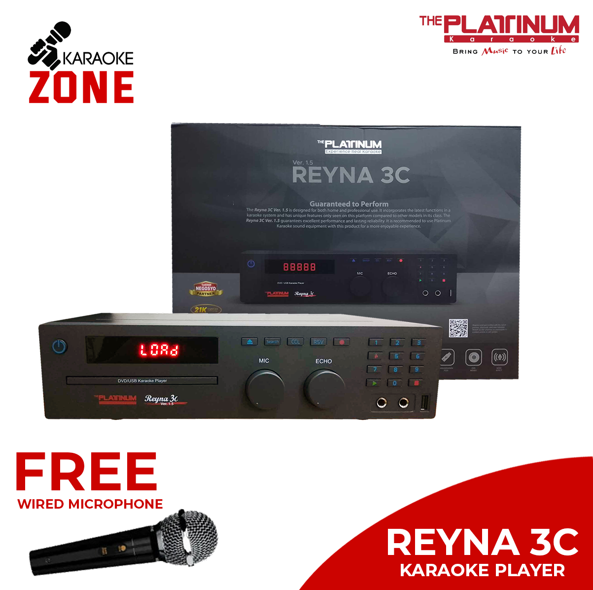 The Platinum Karaoke Reyna 3C Player / 21,000++ Songs with Wired Mic ...