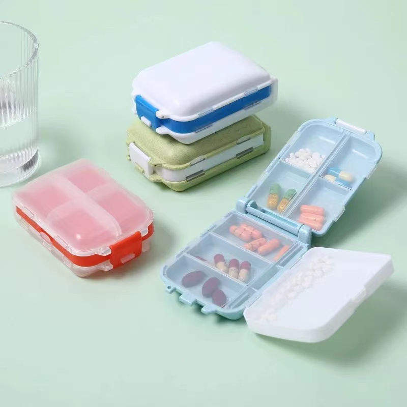 3 Layer Folding Medicine Box Portable Wheat Straw Mini Family First Aid ...
