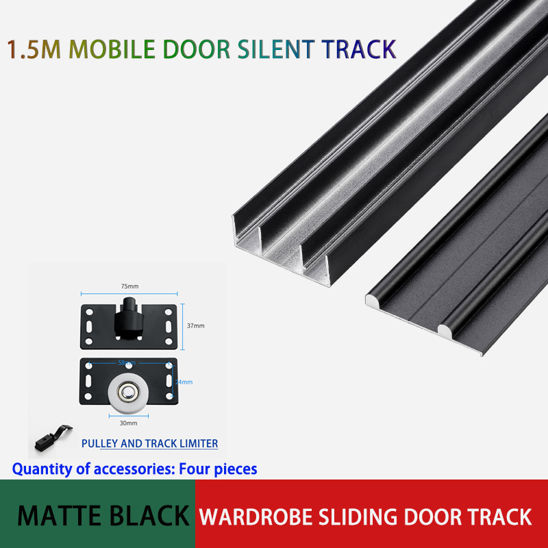 Aluminum alloy wardrobe sliding door slide rail and pulley wheel 1.5 ...