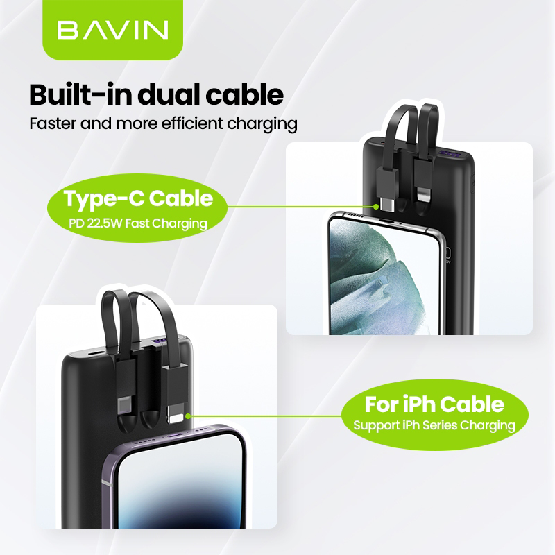 BAVIN PC008 10000mAh / PC007 20000mAh Fast Charging 22.5W Power Bank w/ LED Display & Built-in ...
