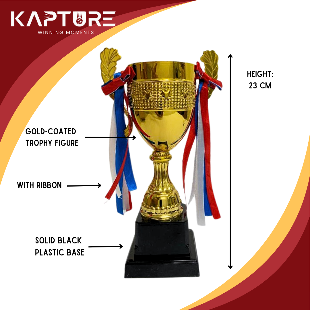Premium Half Cup Gold Metal Trophy with Horizontal Stars – 9 inches ...