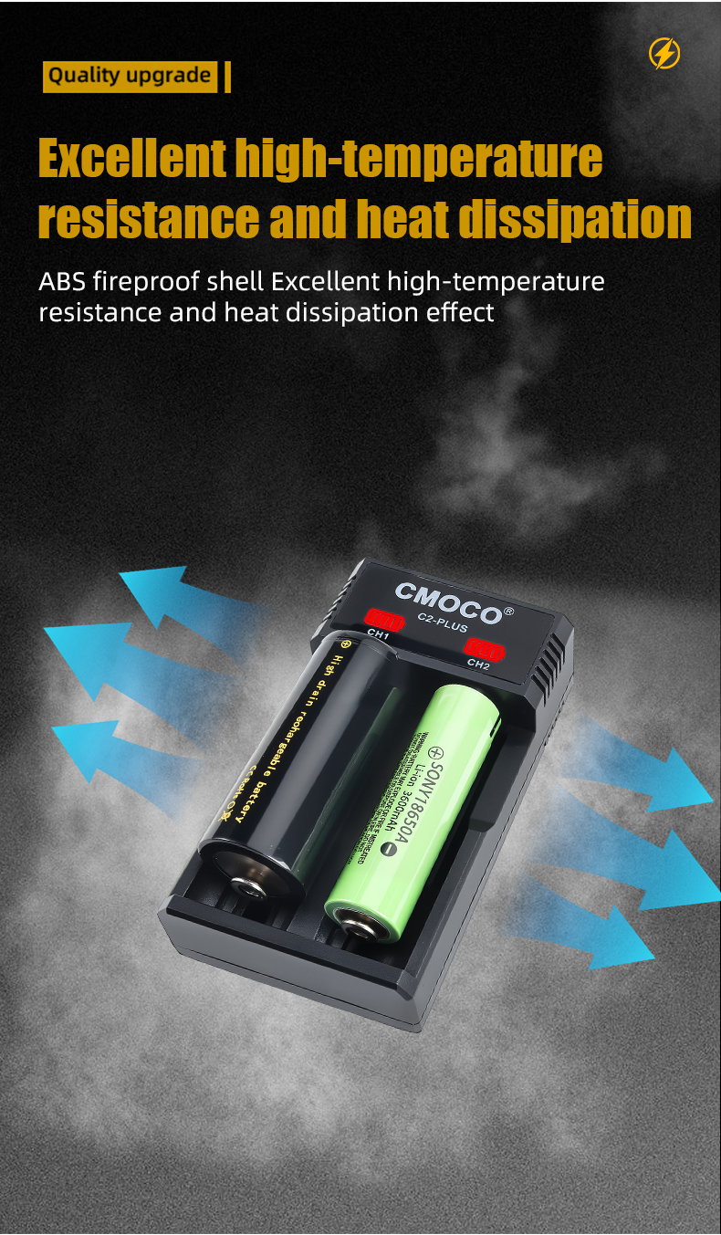 CMOCO Original Fast charger 3.7v-4.2v (2 slots charger) For 18650 21700 ...