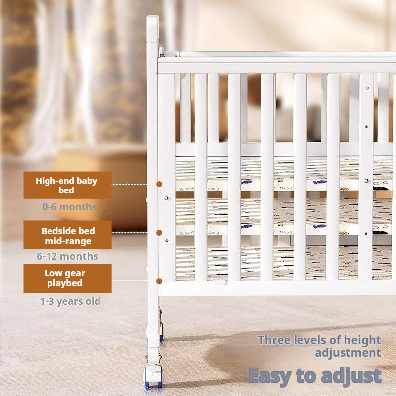 Baby Crib 7-in-1 - Solid Wood Convertible Crib for Baby, European Style ...