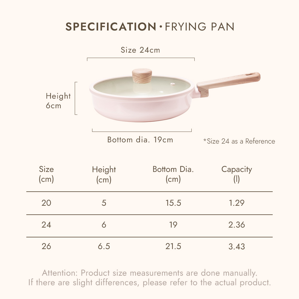 CAROTE Frying pan 20/24/26 cm Ceramic Coating Non-Stick Suitable for ...
