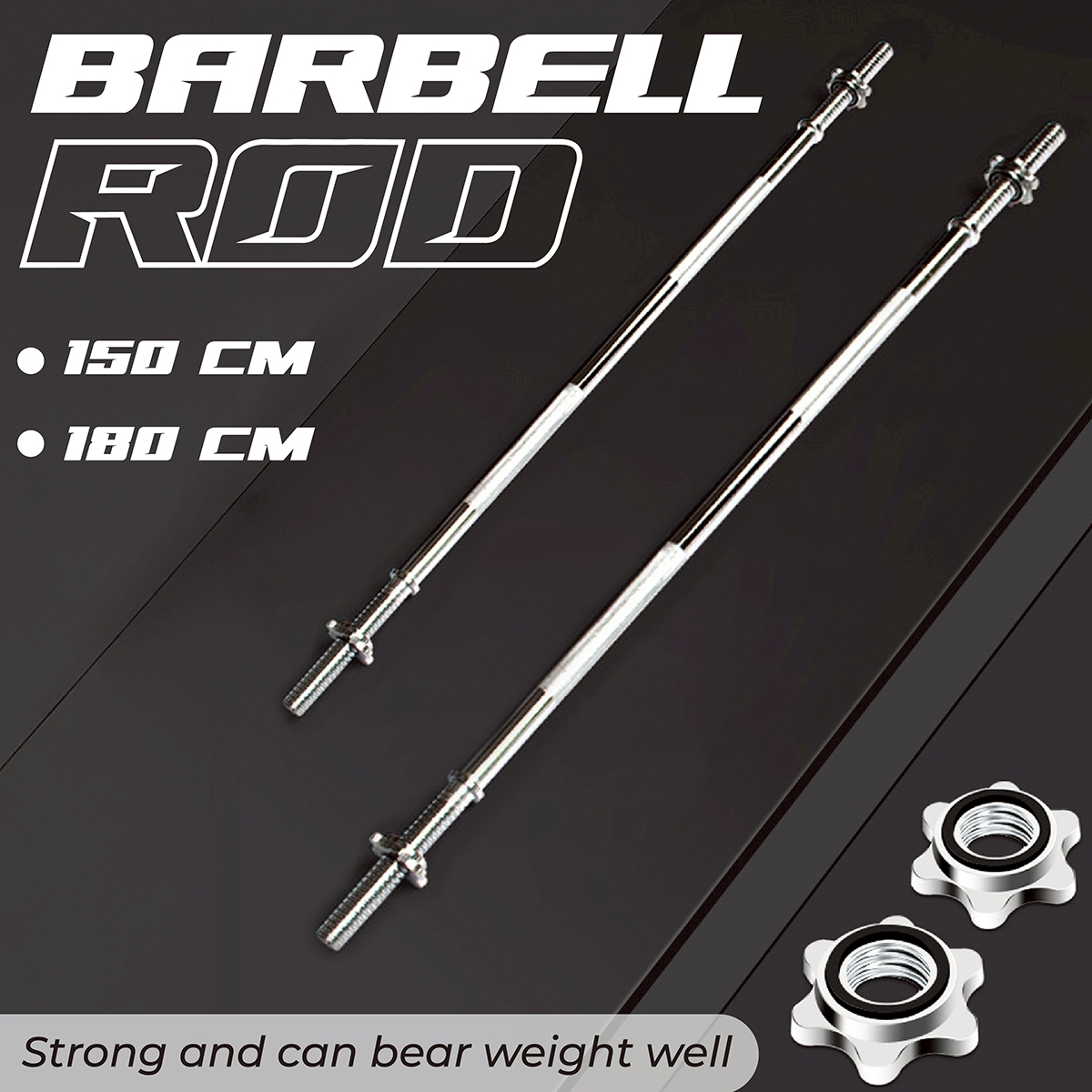 B&G Barbell Rod Steel Standard Long Bar 150cm & 180cm Length Barbell ...