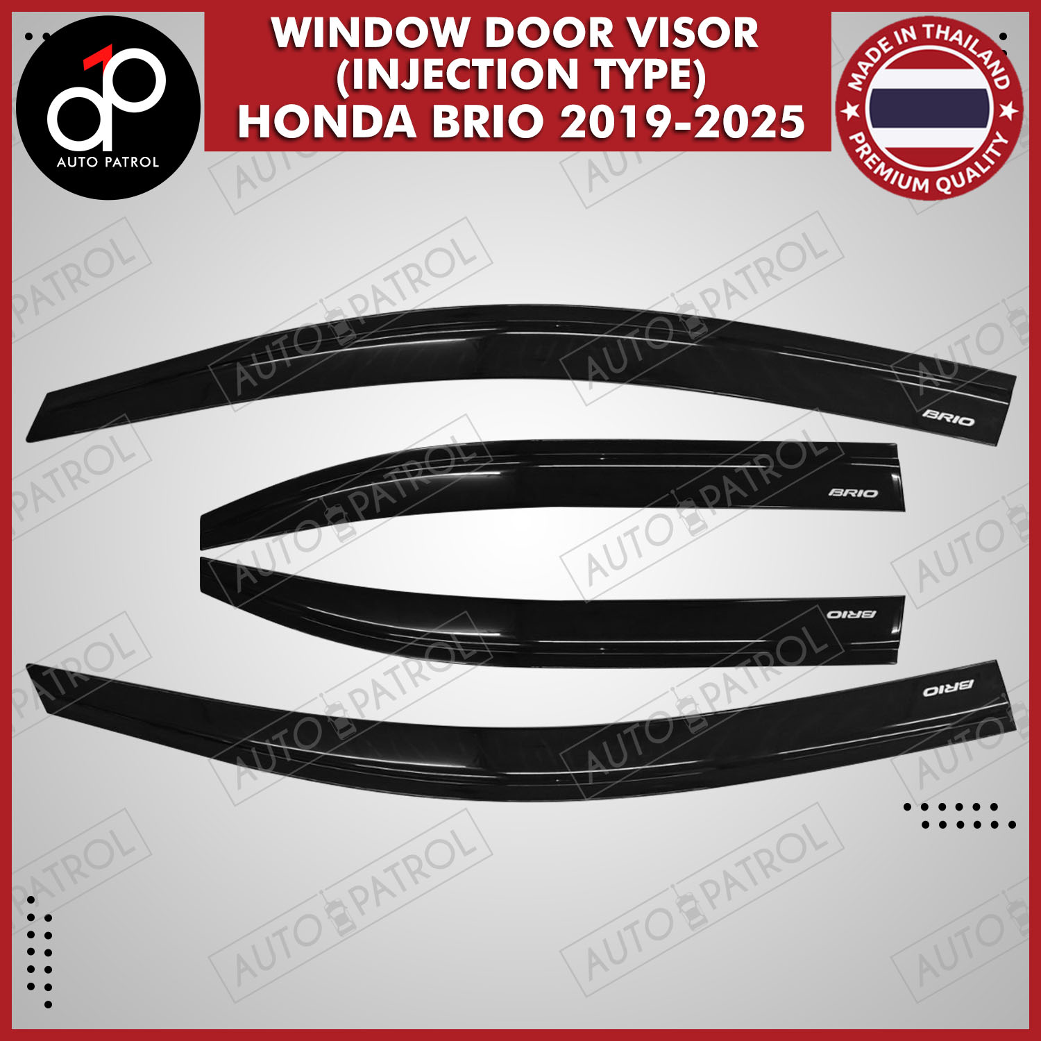 HONDA BRIO 2019-2025 Window Door Rain Visor Black (INJECTION TYPE) MADE ...