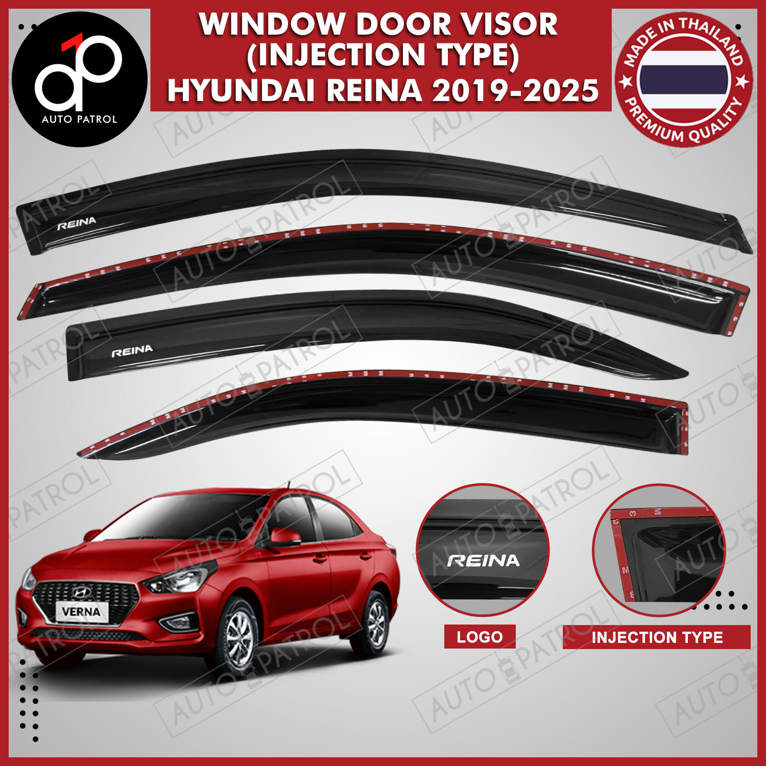 HYUNDAI REINA 2019-2025 Window Door Rain Visor Black (INJECTION TYPE) MADE IN THAILAND | Shopee ...