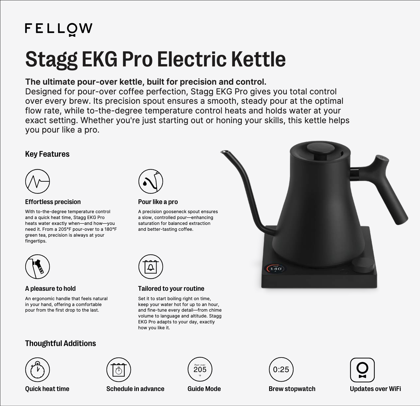 Fellow Stagg EKG Pro 0.9L 220V | Electric Gooseneck Kettle | Pour Over ...
