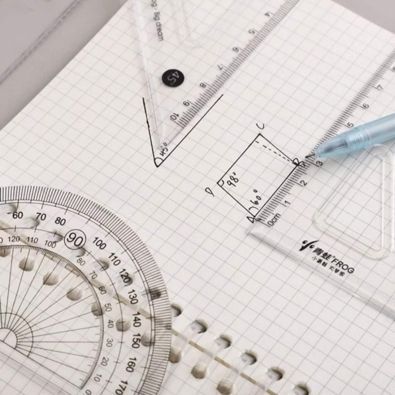 4pcs/Set Design Tracing 20cm Transparent Plastic Ruler Set Ruler Combo ...
