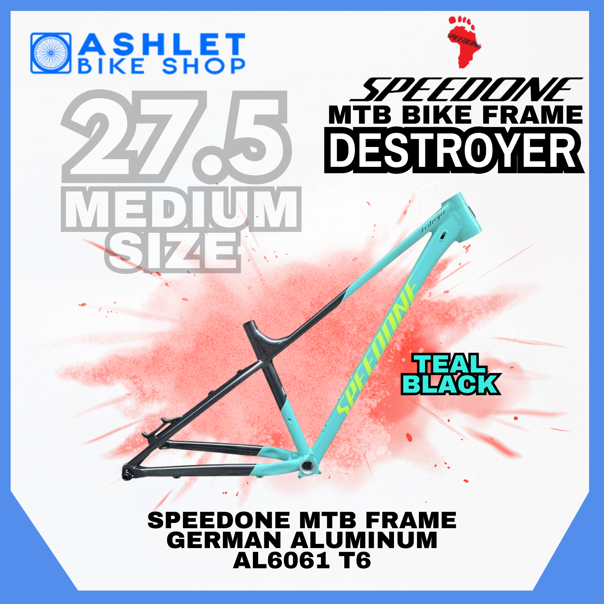SPEEDONE DESTROYER MTB Bike Frame 27.5 / 29 Small/Medium Size Aluminum AL6061 T6 -ASHLET BIKE ...