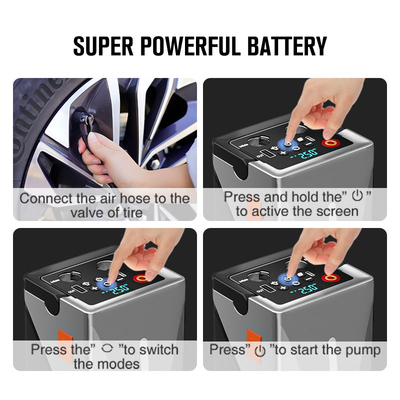 GF01 Multifunctional Portable Air Compressor Jump Starter Car Tire ...