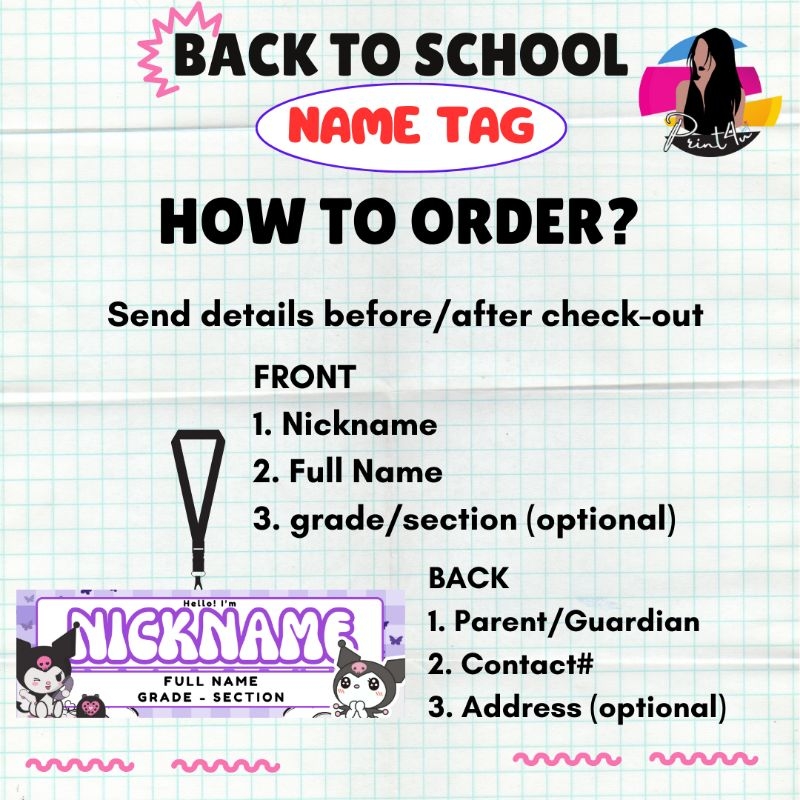 Name Tag Sanrio Laminated - Hello Kitty Friends Nameplate for students ...