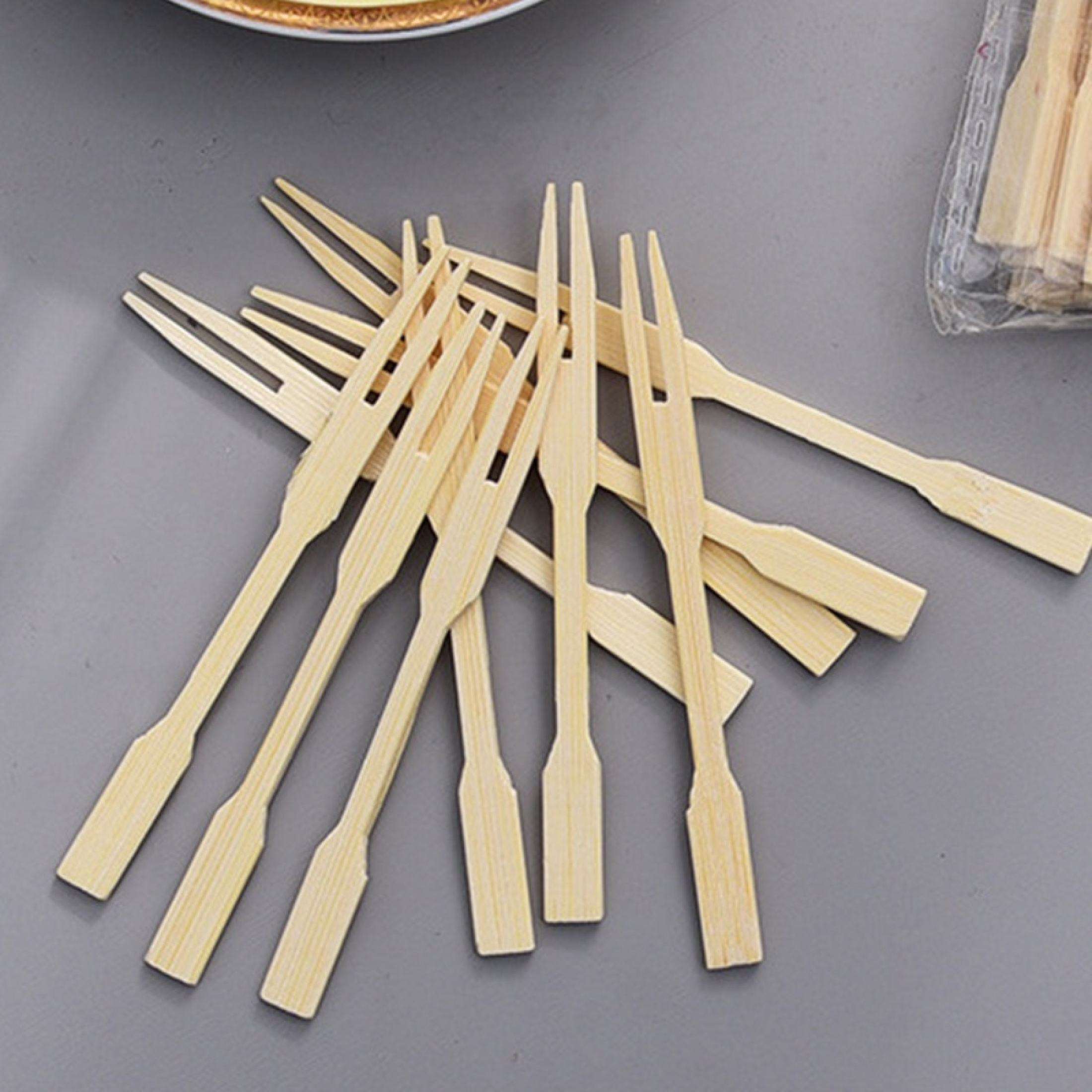 500Pcs/Pack Bamboo Mini Fork Siomai Takoyaki Cocktail Fruitpick Pica ...
