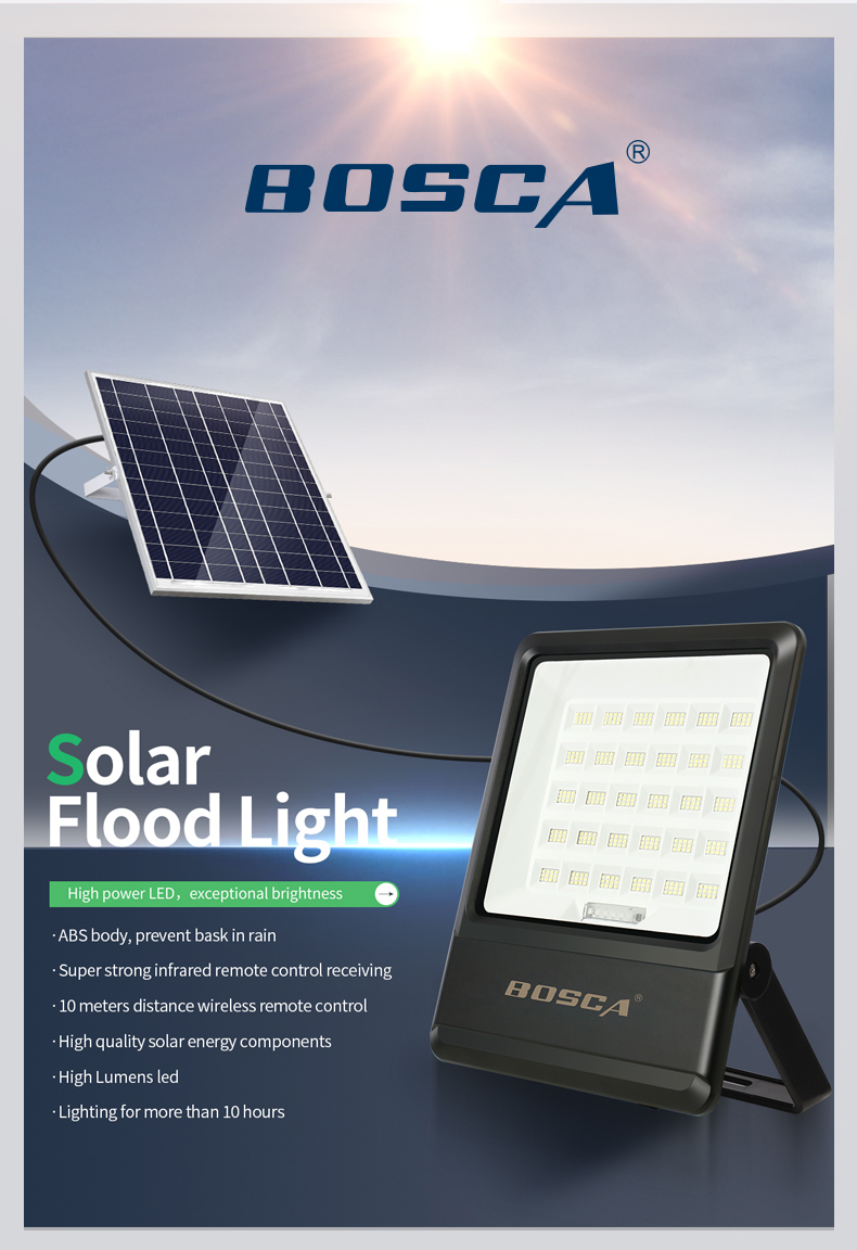 BOSCA 1 Year Warranty 100W 200W 300W 500W Box Type-Portable Solar Flood ...
