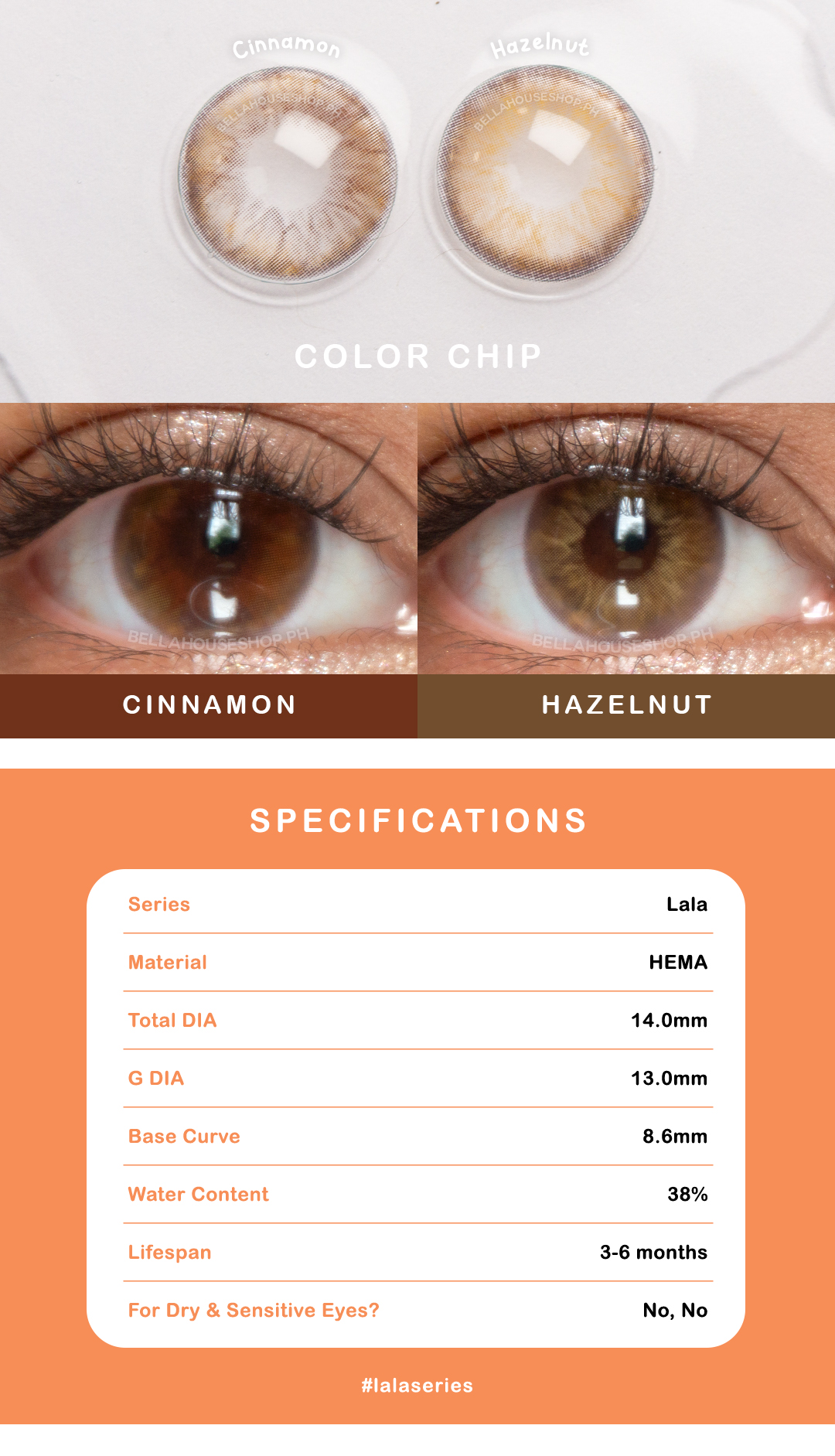 EOS Premium Lens - LaLa Cinnamon / Hazelnut Brown (Natural Amber Hazel ...