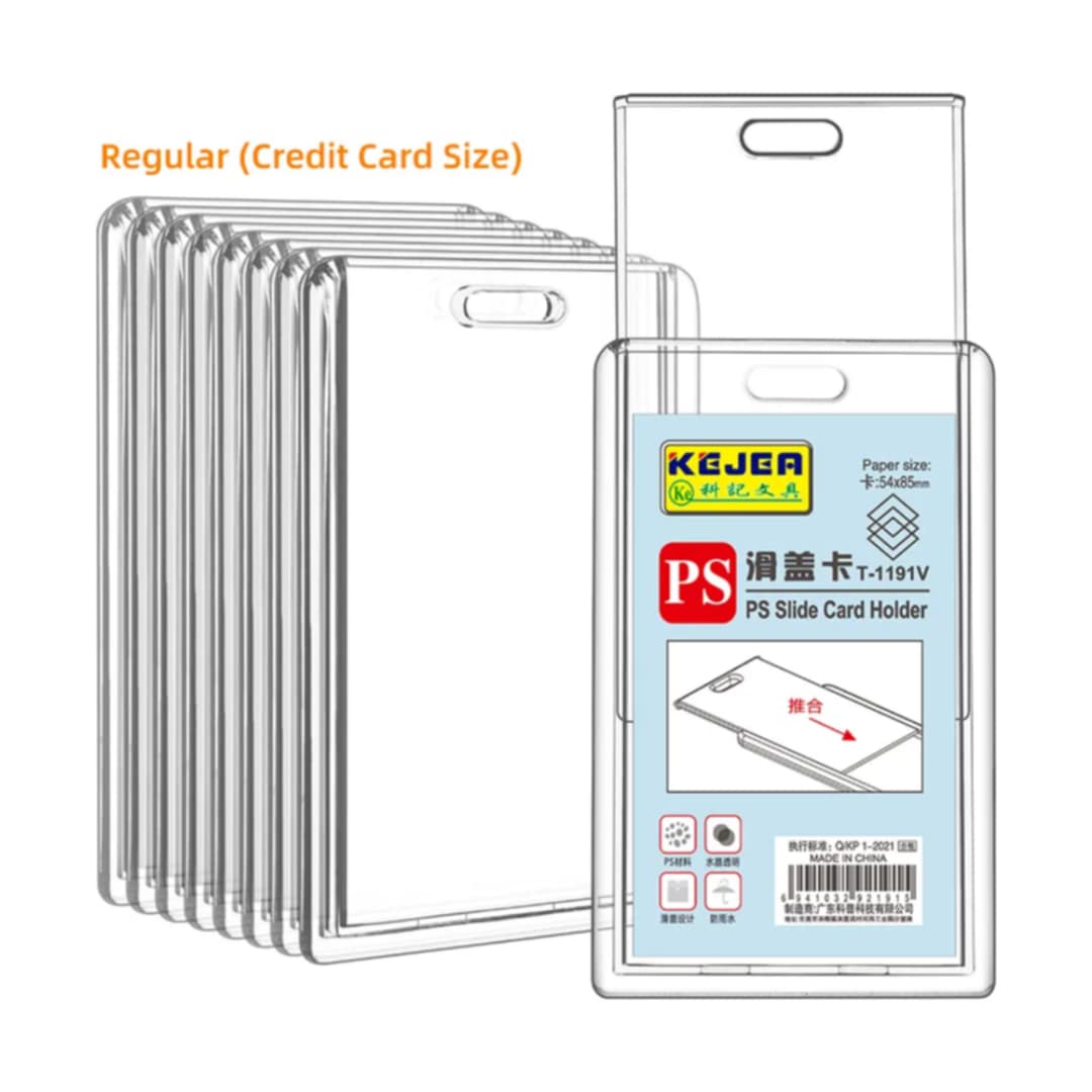 Sliding Acrylic Crystal Clear ID Card Hard Plastic ID For School ...