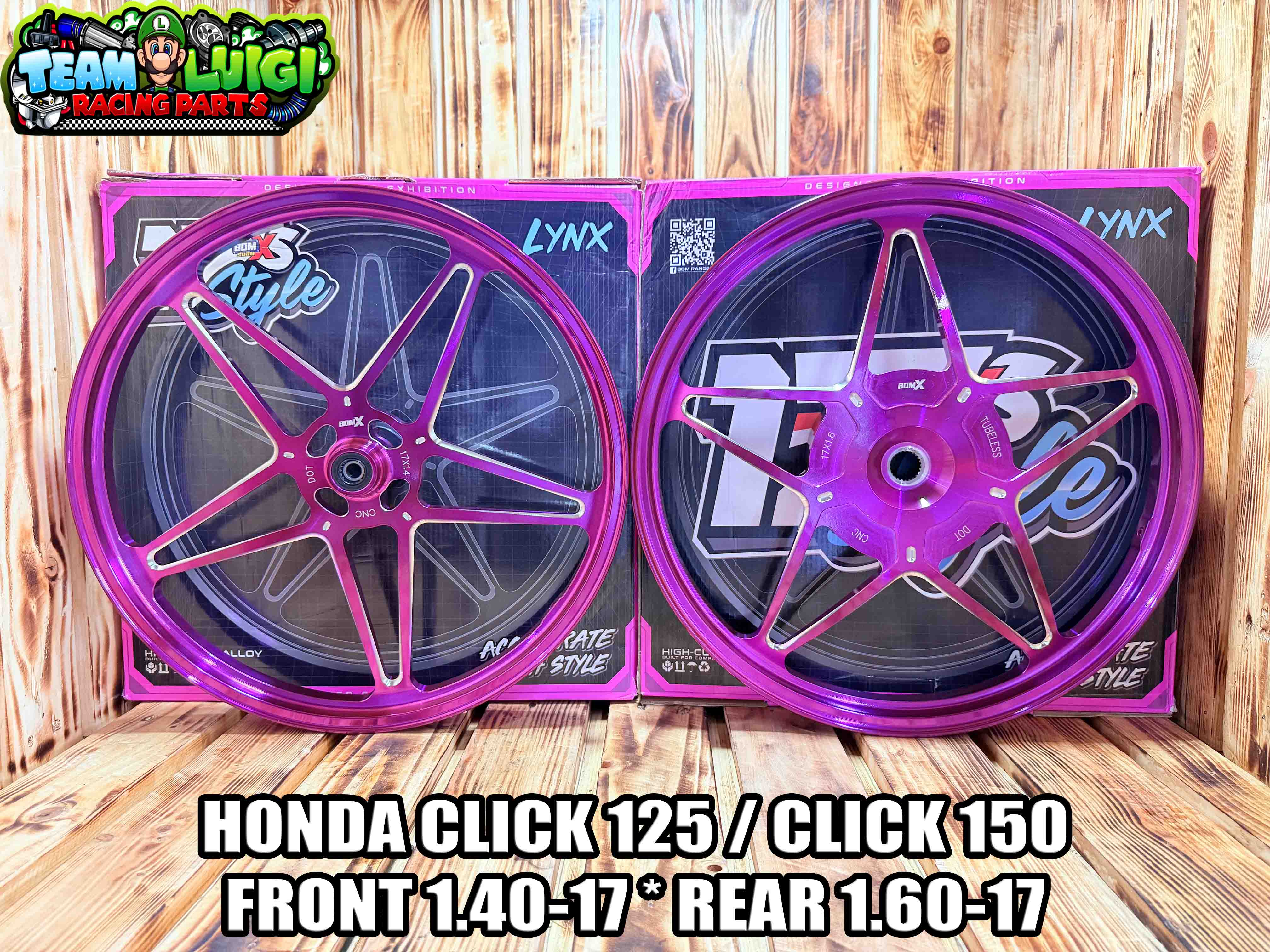 BOM X 17's STYLE LYNX (STAR) CNC MAGS 17s 5 SPOKES HONDA CLICK 125 ...